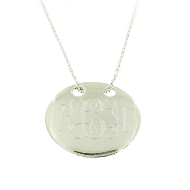 Personalized .925 Sterling Silver Round Monogram Necklace | eBay