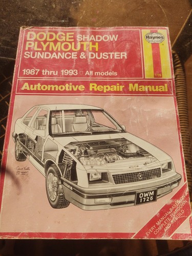 Dodge Shadow Sundance Duster 1987-1994 Shop Service Repair Manual DYI ...