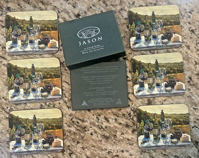 JASON Coasters from New Zealand - Box of Six - Wine Motif - Never Used ...