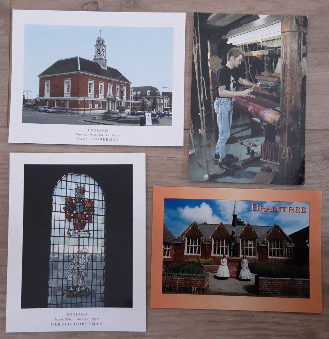 4 Postcards Braintree Essex Town Hall Stained Glass Museum Statue ...