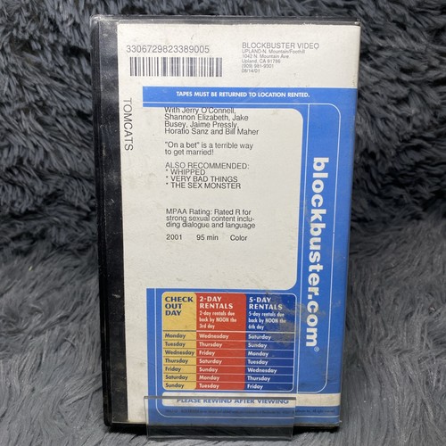 Blockbuster Video VHS Tape Clamshell Tomcats Comedy Movie Film Rental ...