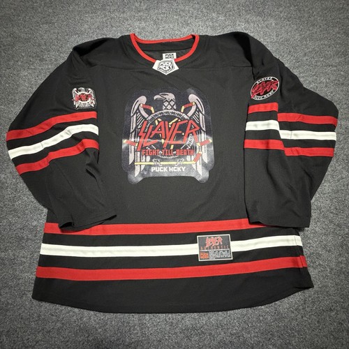 Slayer x Puck Hcky Fight Till Death Hockey Jersey XL Black Metal Band ...