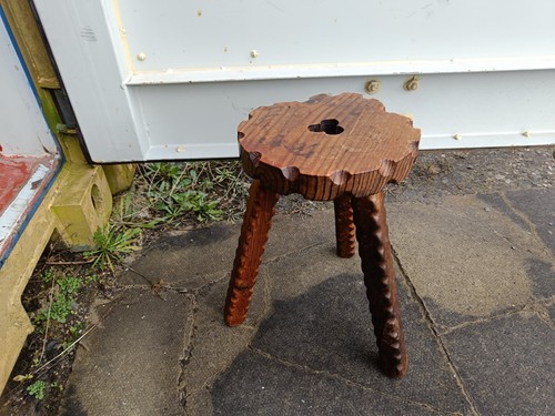 Small 3 Legged Wooden Stool Seat | eBay UK