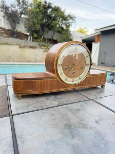 WORKING VINTAGE JUNGHANS WURTTEMBERG MANTLE CLOCK 1/4 HR WESTMINSTER ...