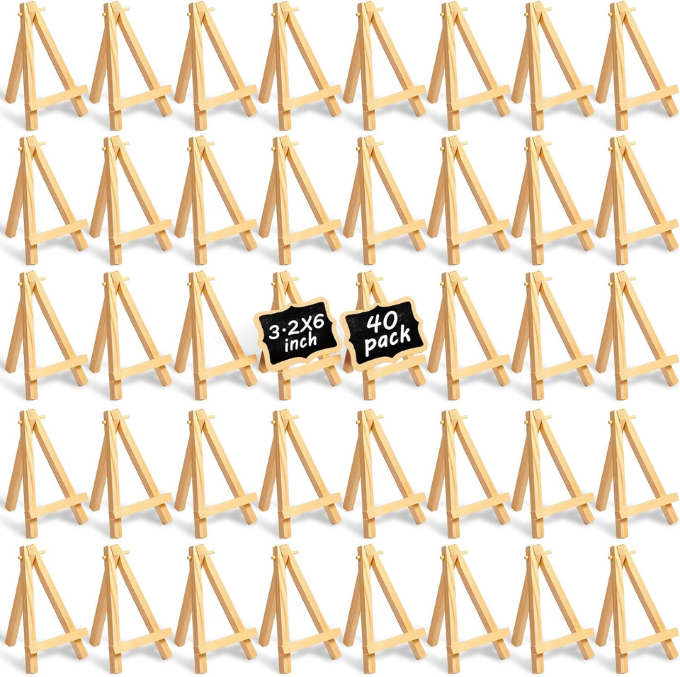 40 Pack 6 Inch Natural Wooden Mini Easel Artist Mini Easel Stand Wood ...