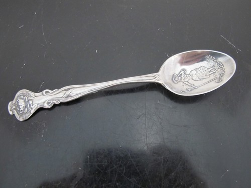 Antique STERLING Silver Flower Engraved LITTLE BO PEEP Child's Spoon ...