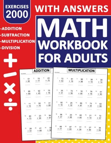 Math Workbook For Adults Addition,Subtraction,Multiplication,D... by ...