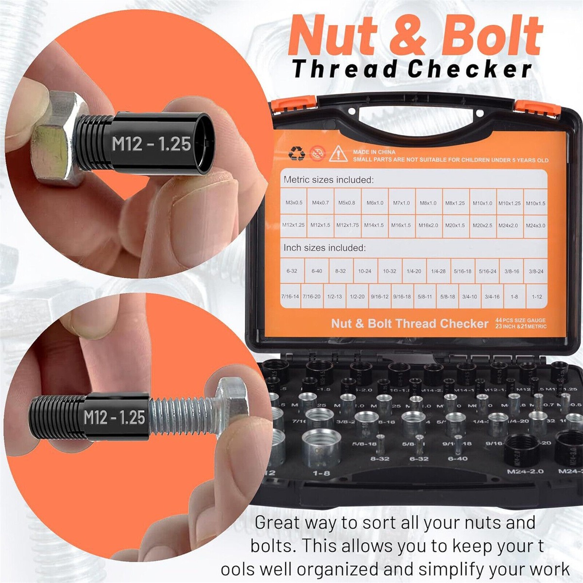 Thread Checker Gauge 28-Piece Nut & Bolt Thread Checker - Metric ...