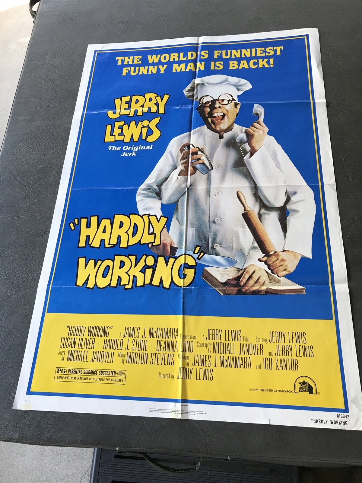 1981 HARDLY WORKING 1 SHEET MOVIE POSTER JERRY LEWIS SCREWBALL ...