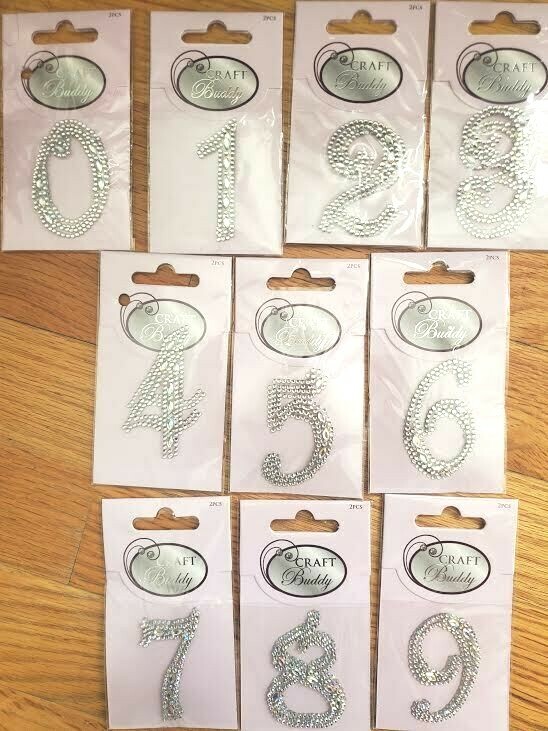CraftbuddyUS 2pcs Number 6 Self Adhesive AB Clear Rhinestone Numbers ...