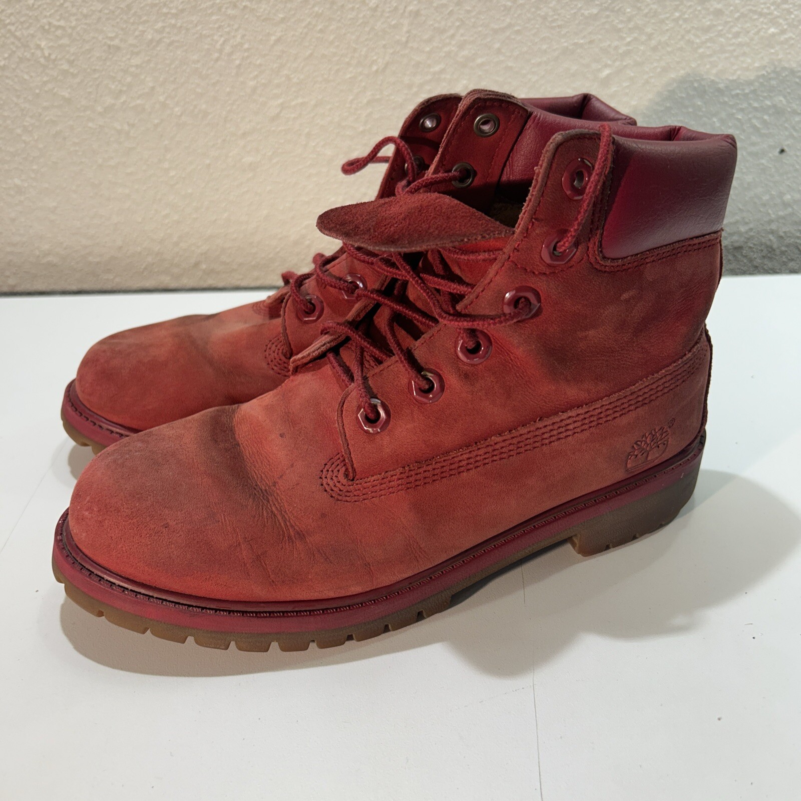 TIMBERLAND MENS Leather PREMIUM WATERPROOF BOOTS RED … - Gem