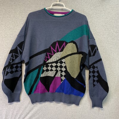 St Croix Knits Crewneck Sweater Mens Medium Multicolor Geometric ...