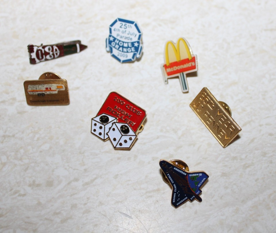 7pc Lot of Hat/Lapel Pins: Coachmen® JC Penney® McDonald's® NASA® 200 ...
