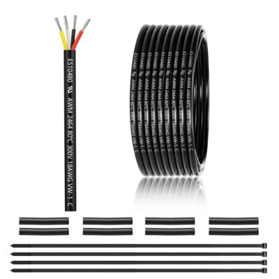 4 Conductor Electrical Wire UL 2464 18 AWG 4 Wire Cable Tinned 25FT 18 ...