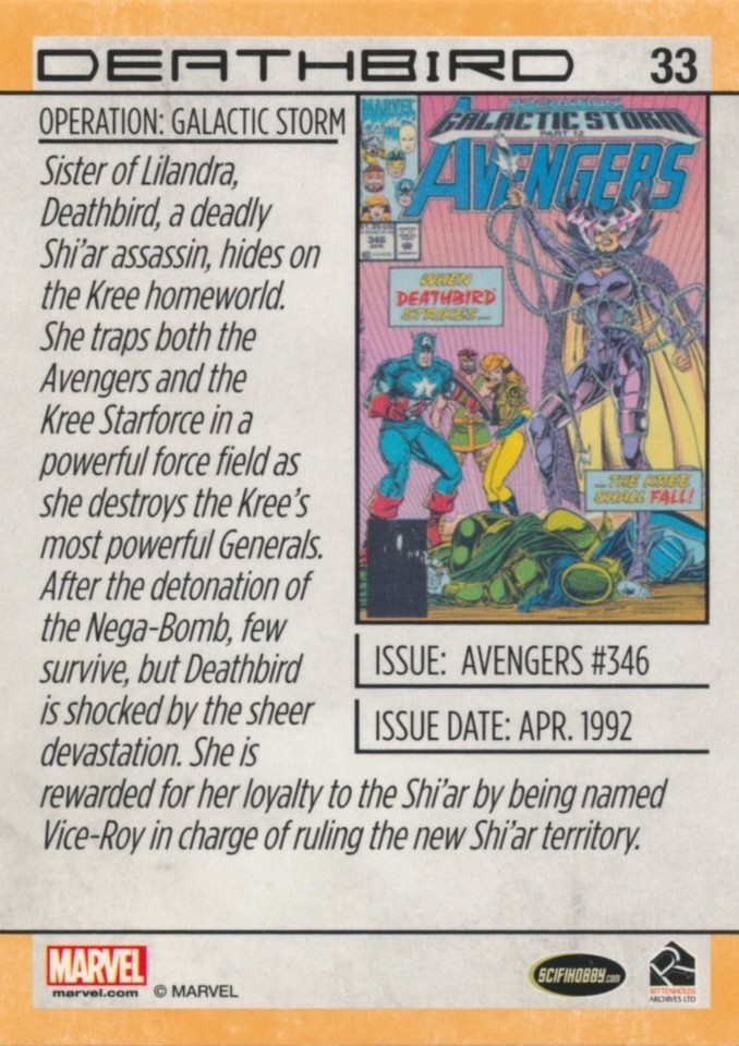 #33 DEATHBIRD 2014 Rittenhouse Marvel Universe OPERATION GALACTIC STORM ...