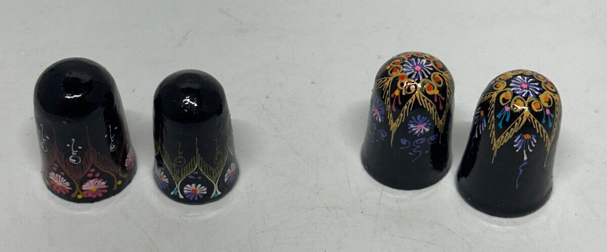 Vintage Wooden Handpainted Thimbles, lot of 4 | eBay