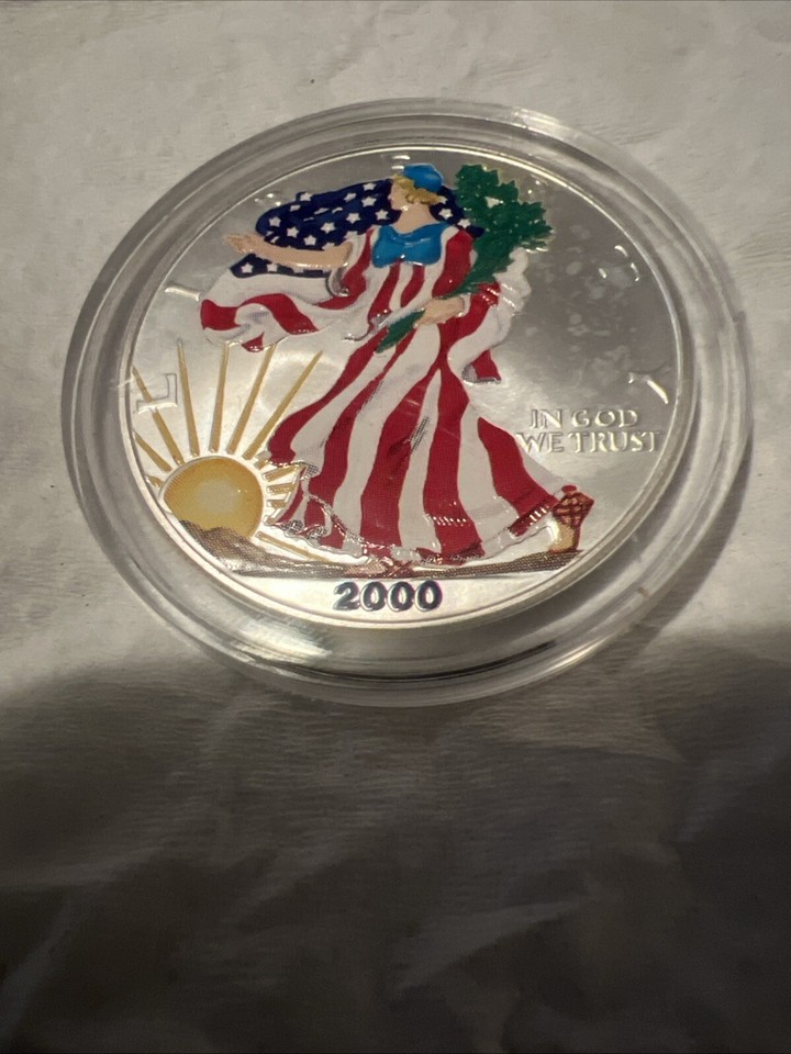 2000 FULL COLORIZED American Silver Eagle 1 Troy Oz ,1 Dollar Coin BU ...