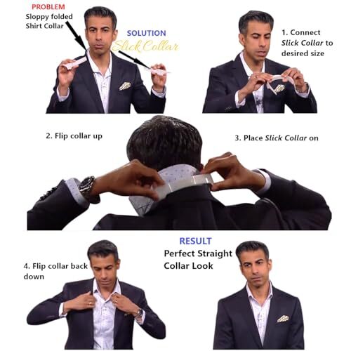 Shirt Collar Support System set with 3 adjustable, 10 premium Collar ...