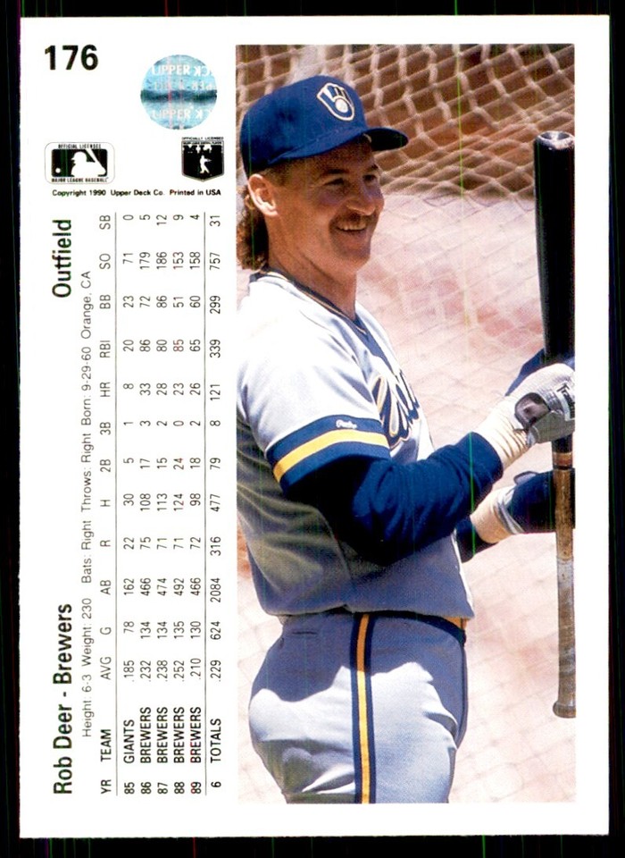 1990 Upper Deck Rob Deer Baseball Cards #176 | eBay