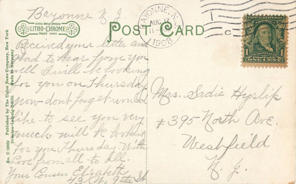 A View Of The Bergen Point Baptist Church, Bayonne, New Jersey NJ 1908 ...