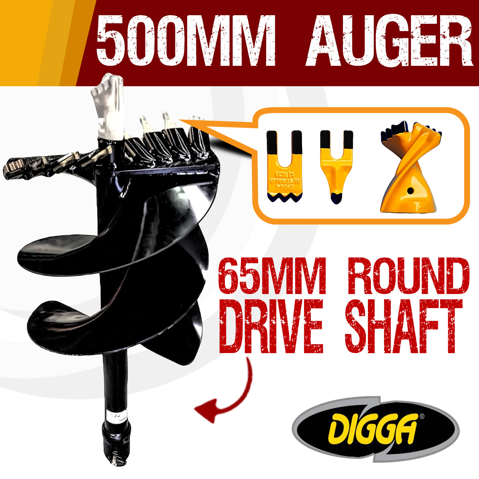 NEW Digga Auger Drill - Post Hole Earth Drilling Tungsten Augers 65mm ...