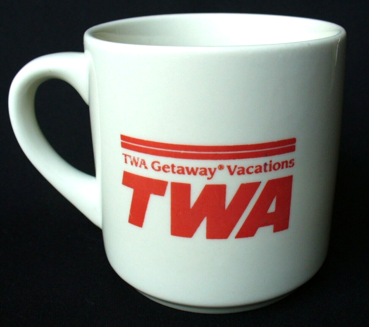Vintage~TWA~Getaway Vacations~8oz~3 1/2" x 3 1/4"~White~COFFEE MUG~Red ...