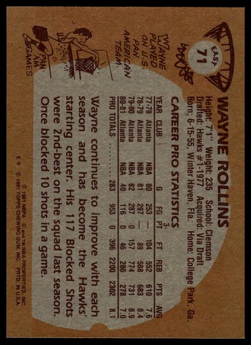 1981-82 Topps #71 Wayne Rollins | eBay