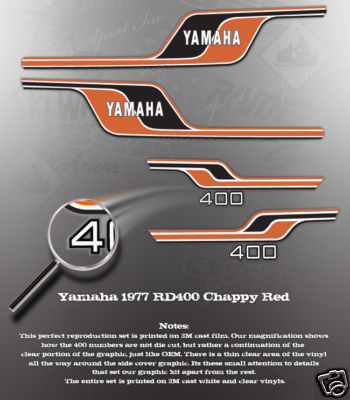 YAMAHA 1977 RD400 CHAPPY RED DECAL GRAPHIC KIT LIKE NOS | eBay