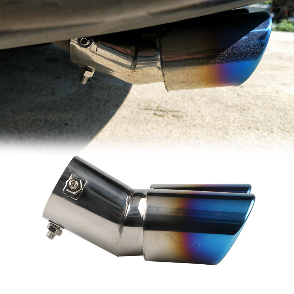 Car Stainless Steel Rear Dual Exhaust Pipe Tail Muffler Tip Throat ...