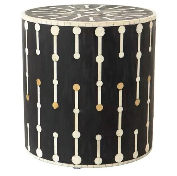 Bone inlay side Table, Bone inlay Round Drum, Bone inlay End Table ...