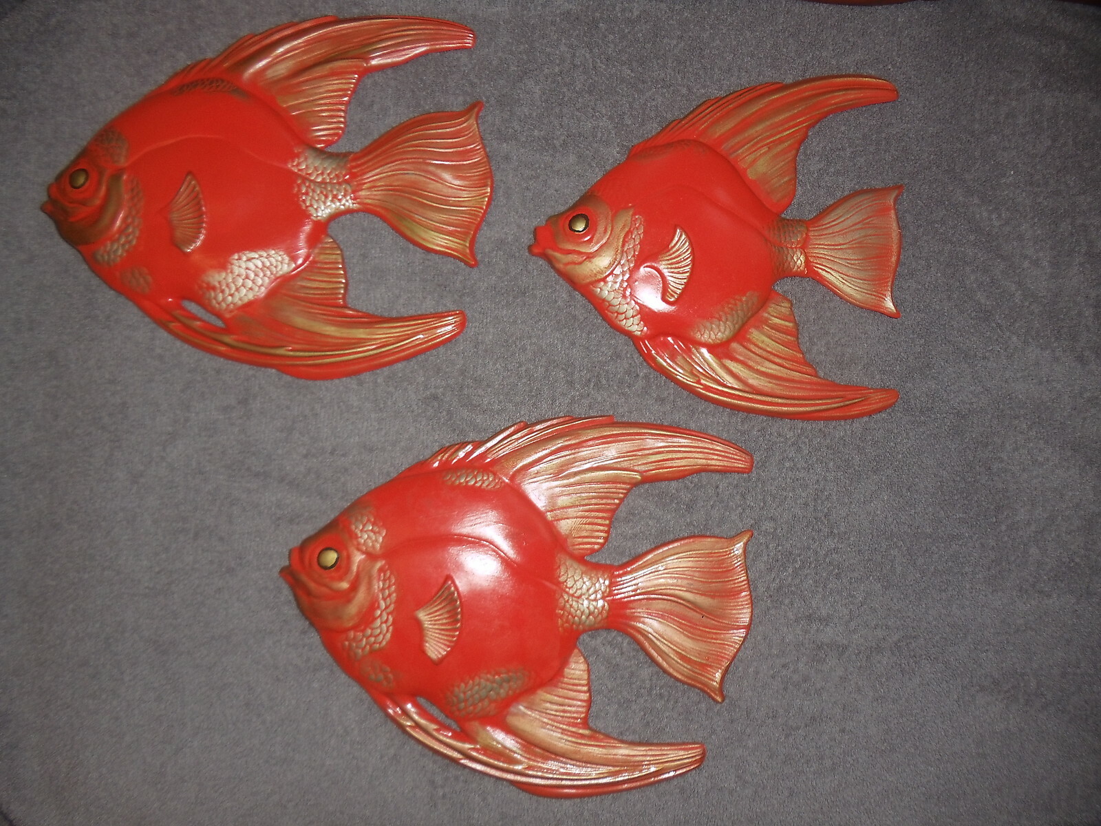 Great set 3 Vintage Chalkware Plaster Fish Wall Plaques for Mermaid ...