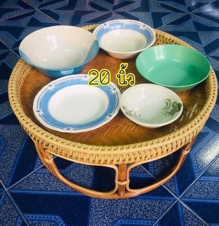 Vintage Thai Handicraft Khantok Natural Rattan Table Versatile Fruit ...
