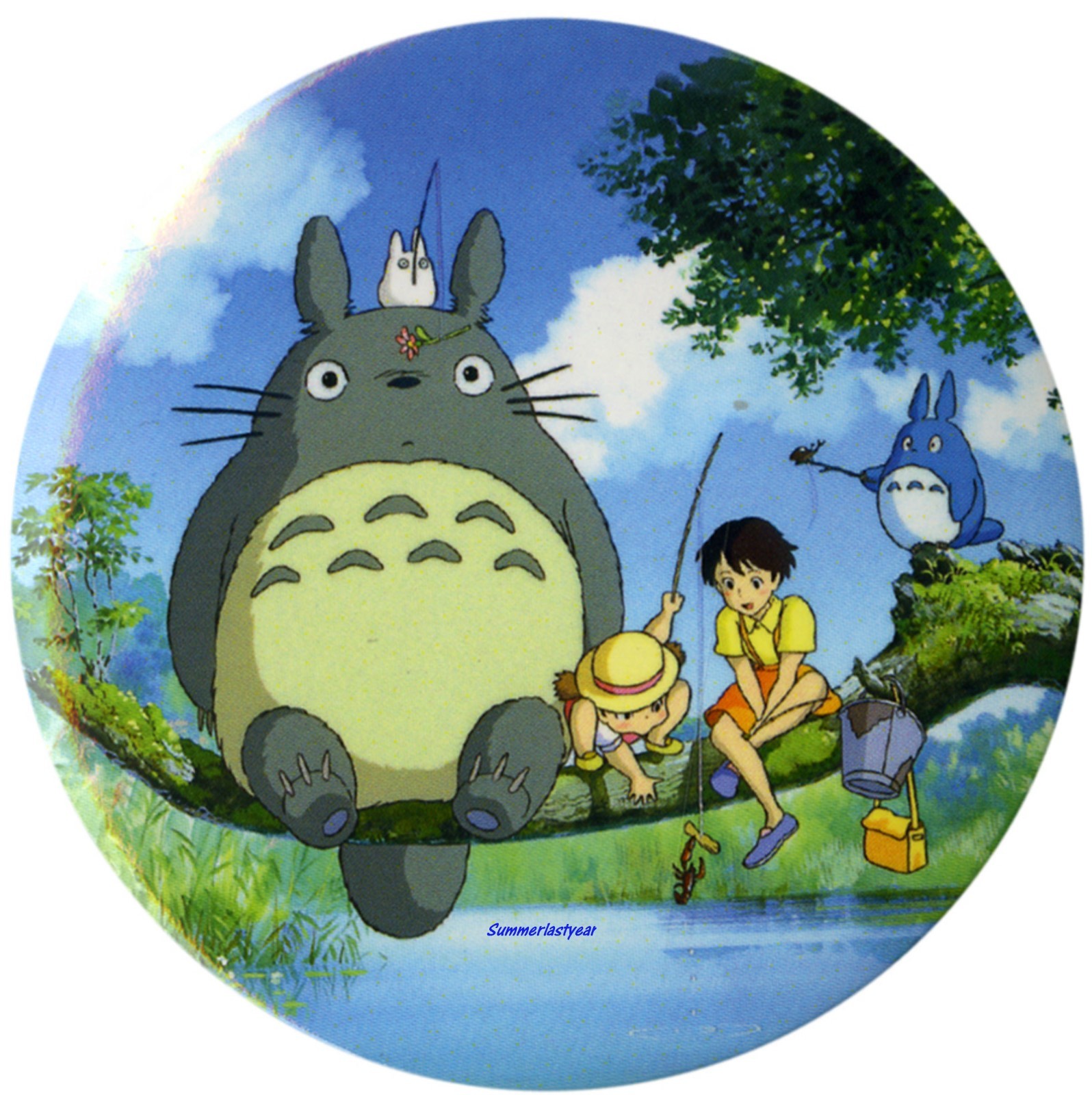 My Neighbor Totoro "Fishing At The Pond" Pin Back Button 3" Free ...