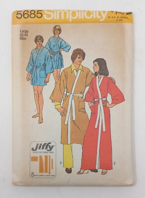 Simplicity 1973 Sewing Pattern #5685 Kimono Bathrobe Men Size 42-44 ...