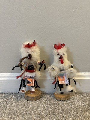Vintage Native American White Bear Kachina Doll Figurine 2-Pc Signed ...