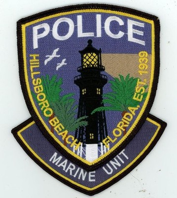 FLORIDA FL HILLSBORO BEACH POLICE WITH MARINE UNIT TAB SHOULDER PATCH ...