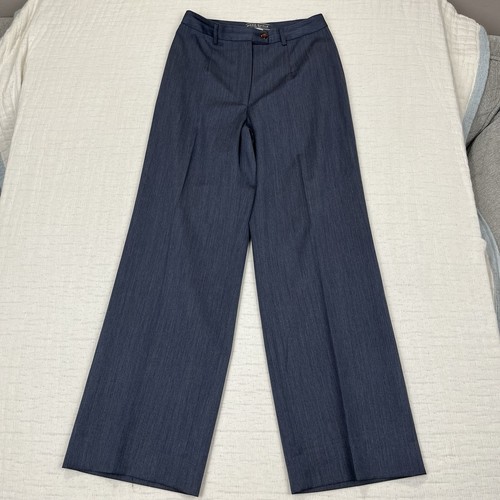 Mark Shale Pants Size 4 Blue Wide Trousers Wool Pleats Herringbone | eBay