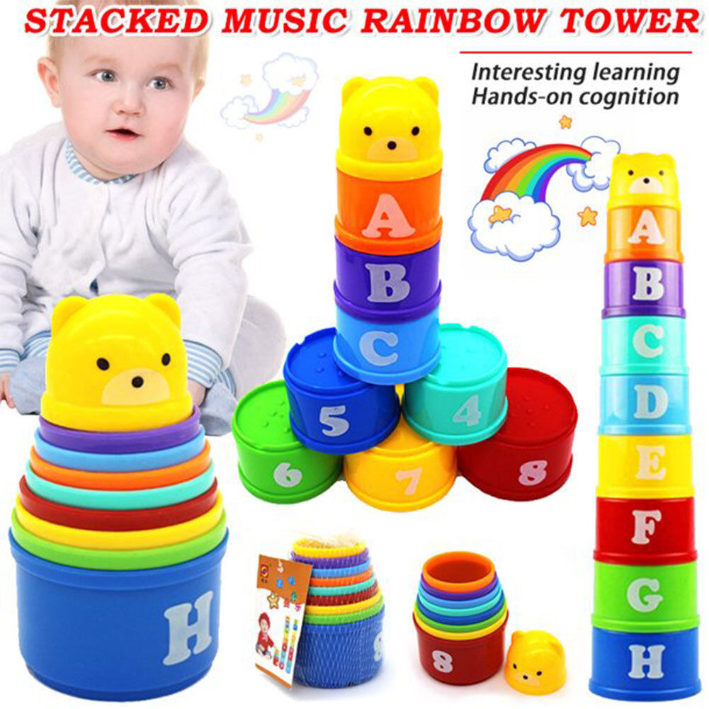 Toys Baby Stacking Cup Gift Figure Letter Indoor Outdoor Nesting ...