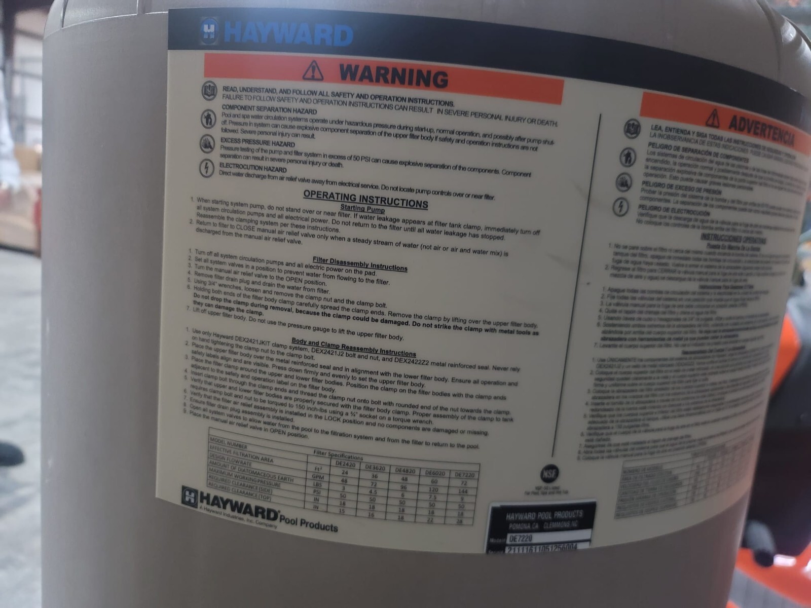 filter POOL DE7220,Hayward Swim Clear Large Capacity Cartridge Filter ...