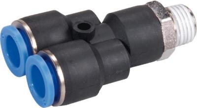 Y-Steckverschraubung, Schlauch 10mm, Gewinde R3/8a, STVS-QYCK-R3/8a-10 ...