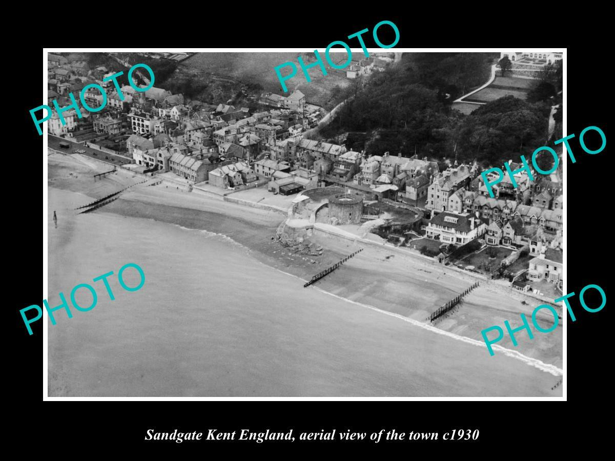 OLD 8x6 HISTORIC PHOTO OF SANDGATE KENT ENGLAND AERIAL VIEW OF TOWN ...
