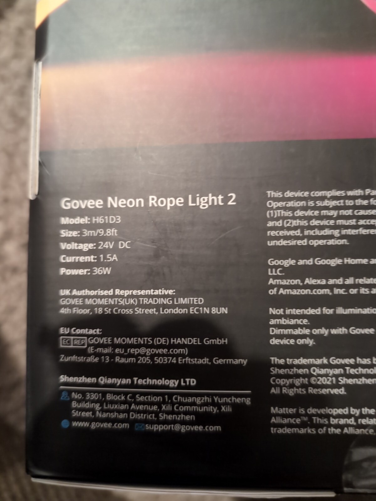 Govee Neon Rope Light 2 – 9.8ft RGBIC Lights WHITE NEW! – Sistema de ...