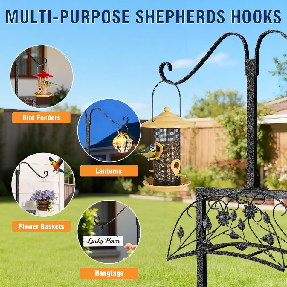 Outside Garden Hose Holder Upgraded with Shepherds Hooks Water Hose ...