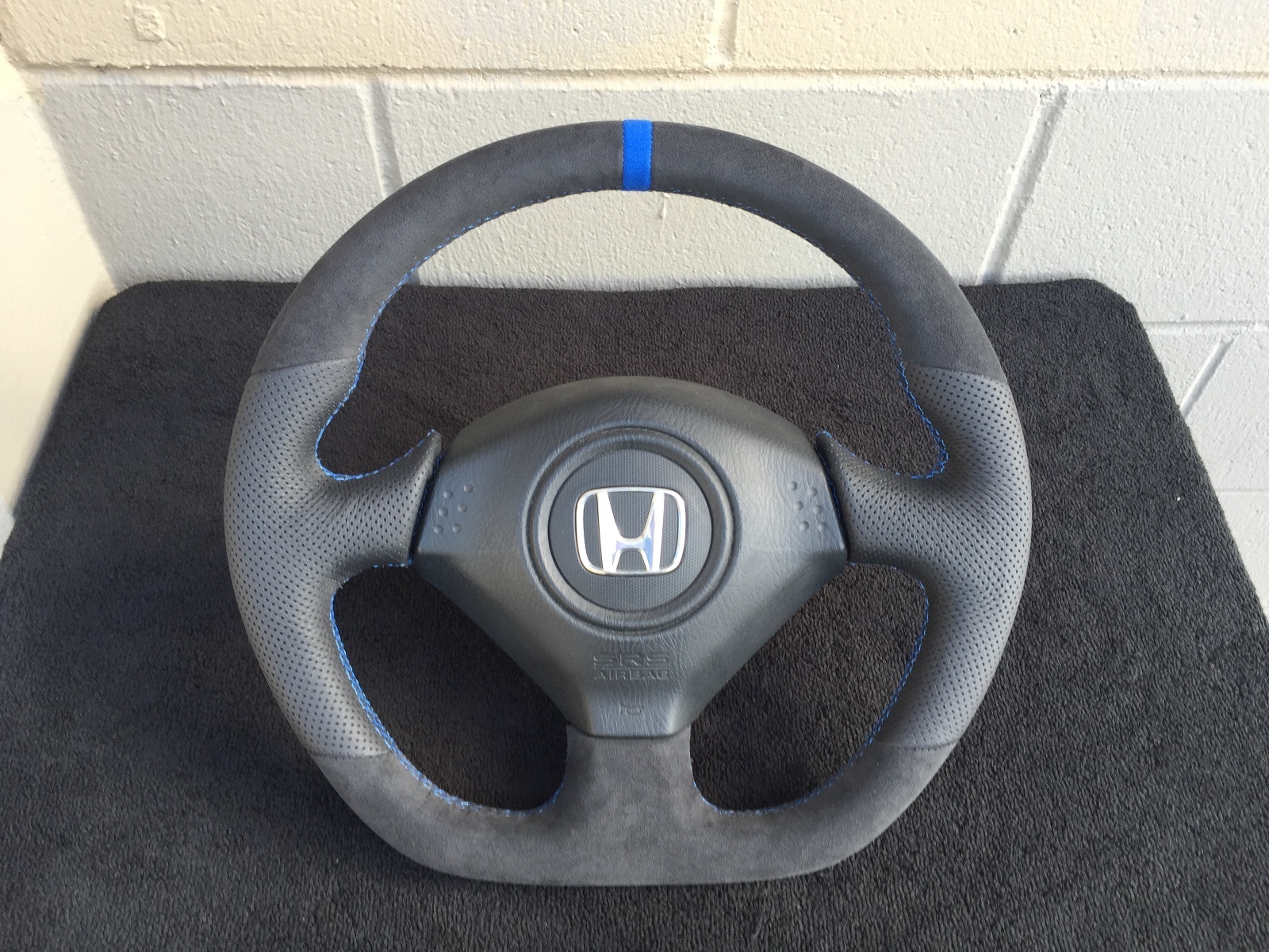 Honda s2000 OEM Steering Wheel Flat Bottom Thicker Grip Full Leather | eBay