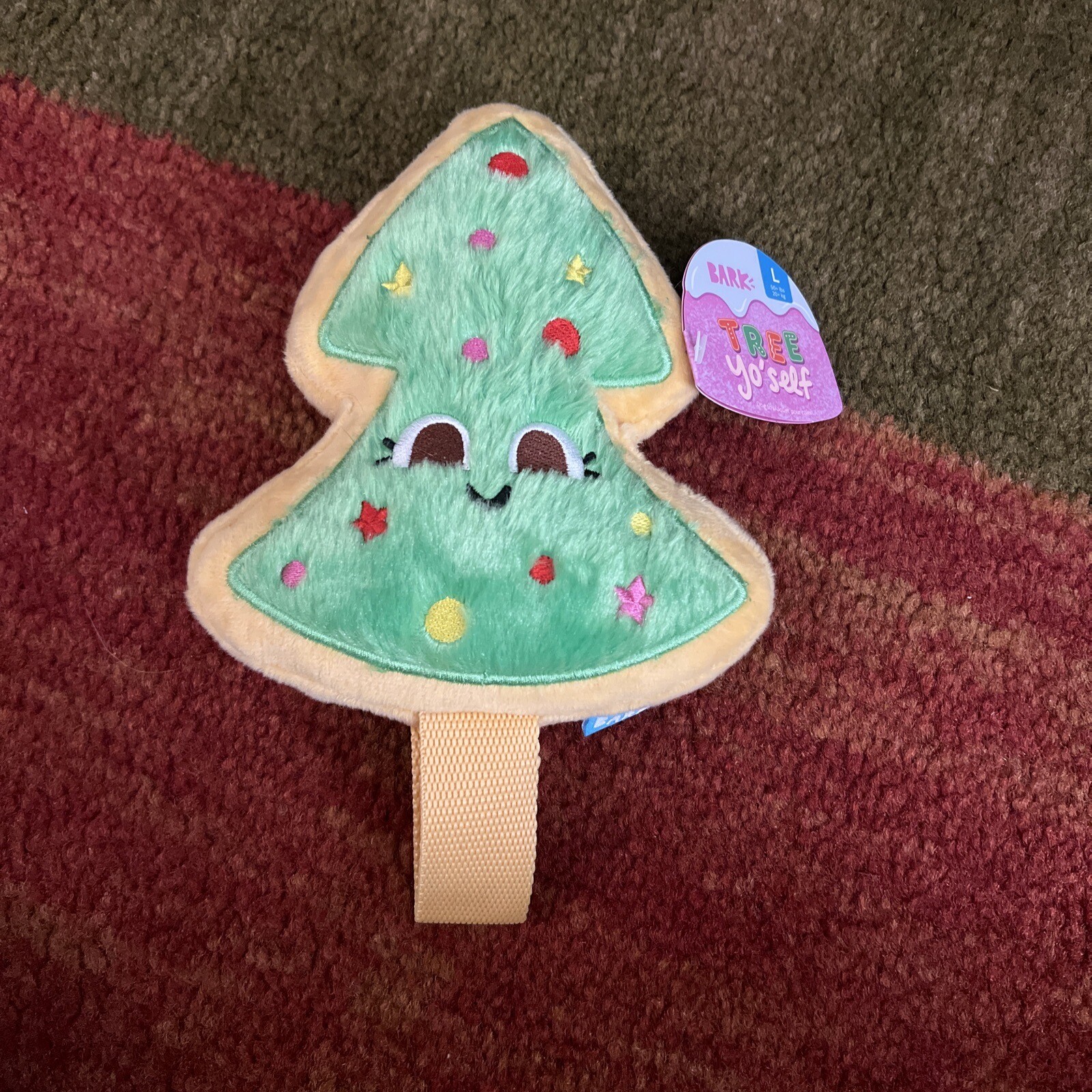 BARK BOX Tree Yo'Self Christmas Tree cookie Plush dog squeak toy M 20 ...