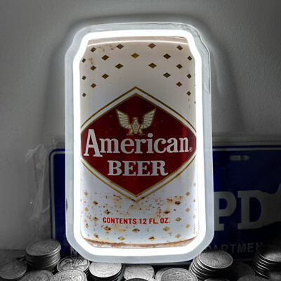 American Beer Can For Gift Shop Bar Pub Neon Sign Light Art Wall Decor ...