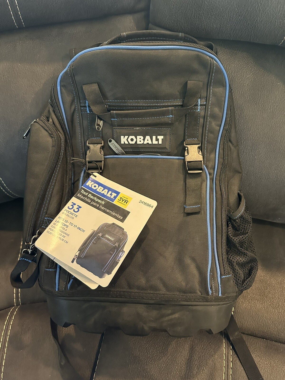 Kobalt Blue Black Polyester 18” Backpack Tool Bag 33 Pockets 2416964 KB ...