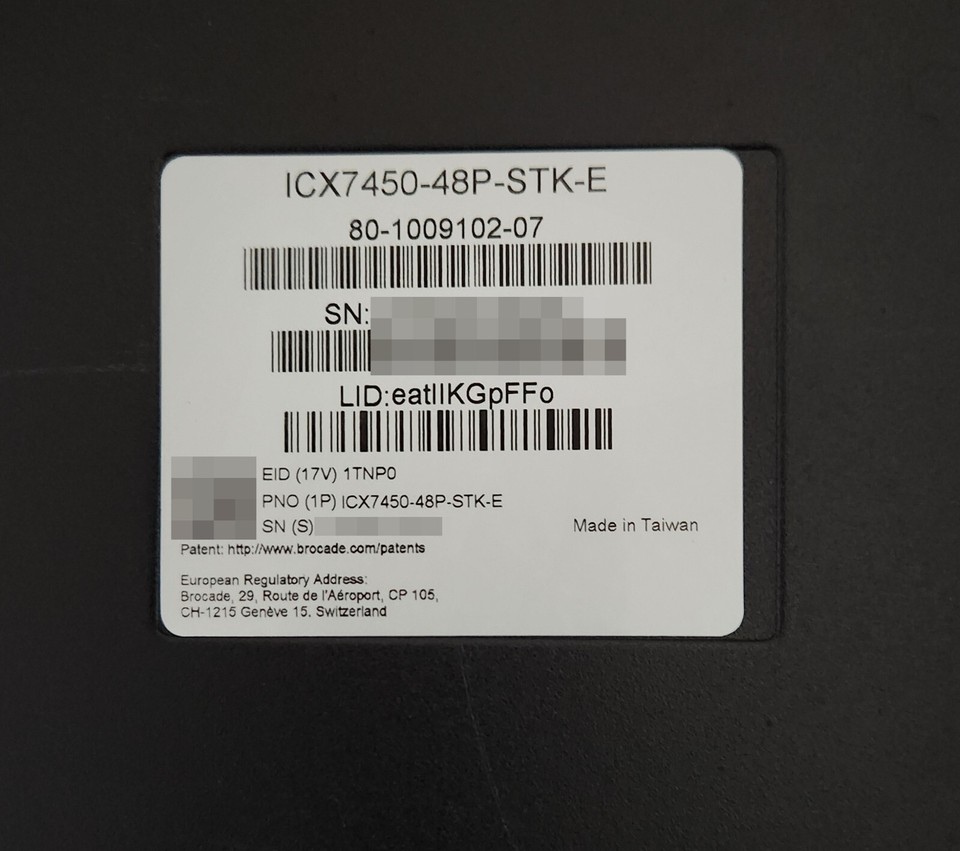 Brocade ICX 7450-48P-STK-E 48-Port 10/100/1000 PoE+ / POH Switch Bundle ...
