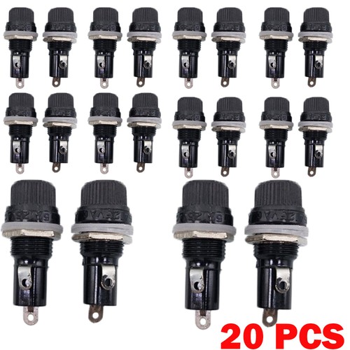 20PCS Electrical Panel Mounted Screw Cap Fuse Holder Glass Tube Fuses ...