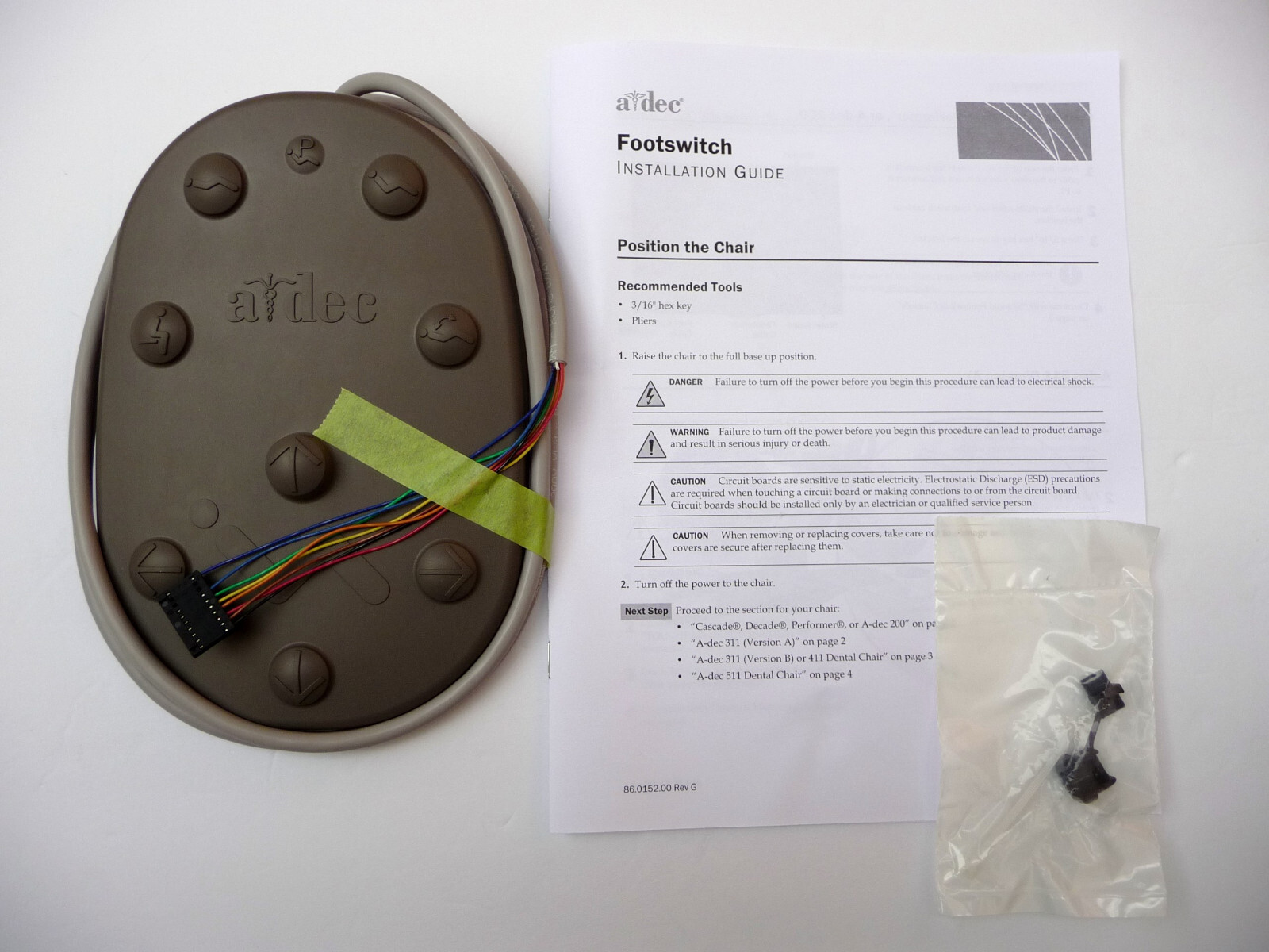 Adec A-dec Foot Control FT Switch 8 FUNC W/cable Gray3 62.0163.01 ...